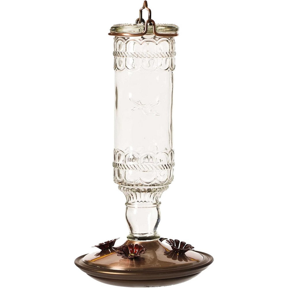 Opus OPUS8107 10 oz Elegant Antique Glass Bottle Hummingbird Feeder ...