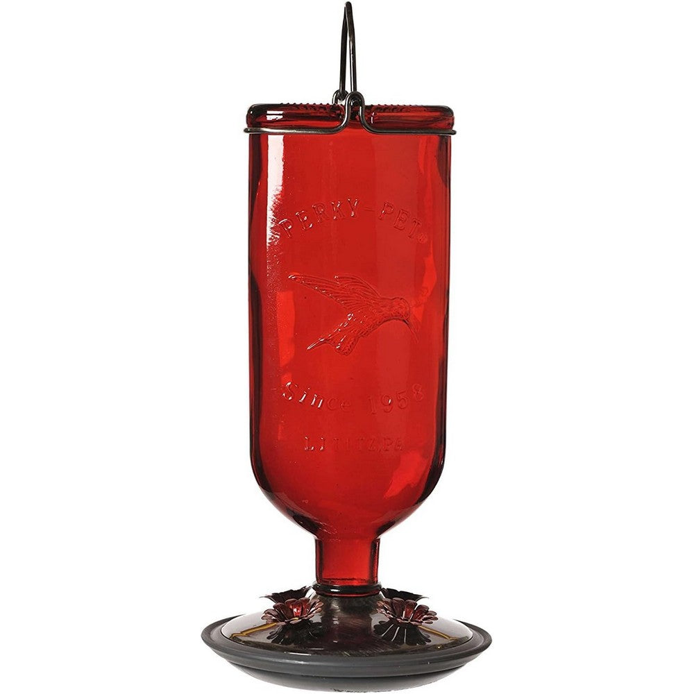 Opus OPUS8109 16 oz Elegant Antique Glass Bottle Hummingbird Feeder ...